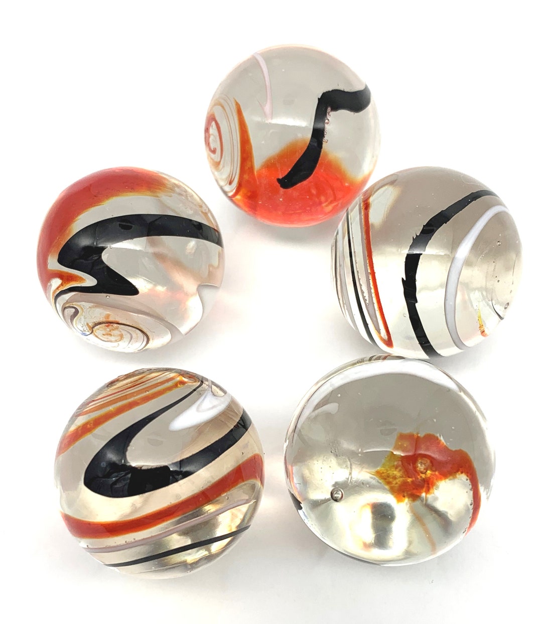 25mm Flashlight Art Glass Marble Shooters Single or Pk 5 Transparent W ...