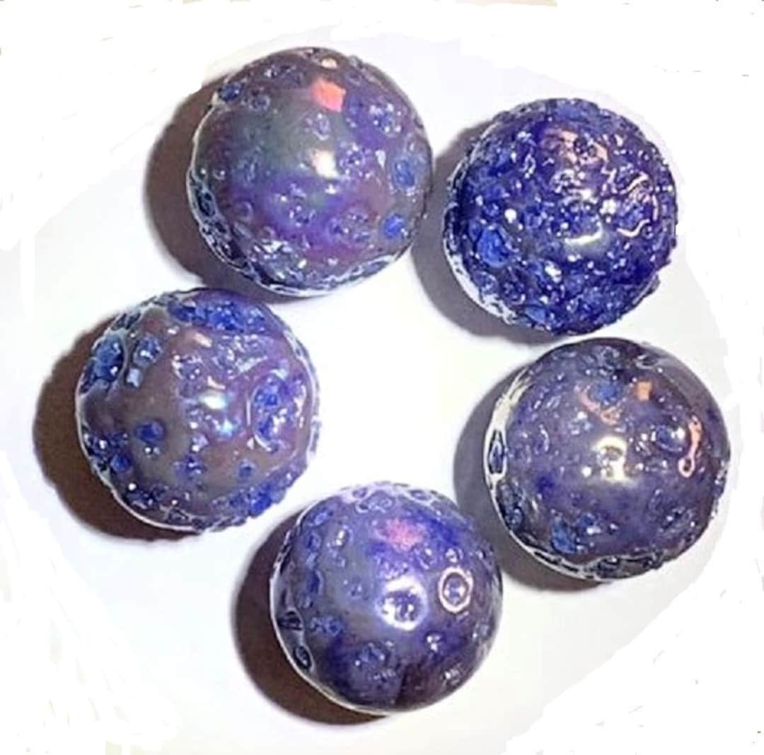 16mm "asteroid" 5/8" Glass Player Mega Marbles Pk 5 Iridescent Slate ...