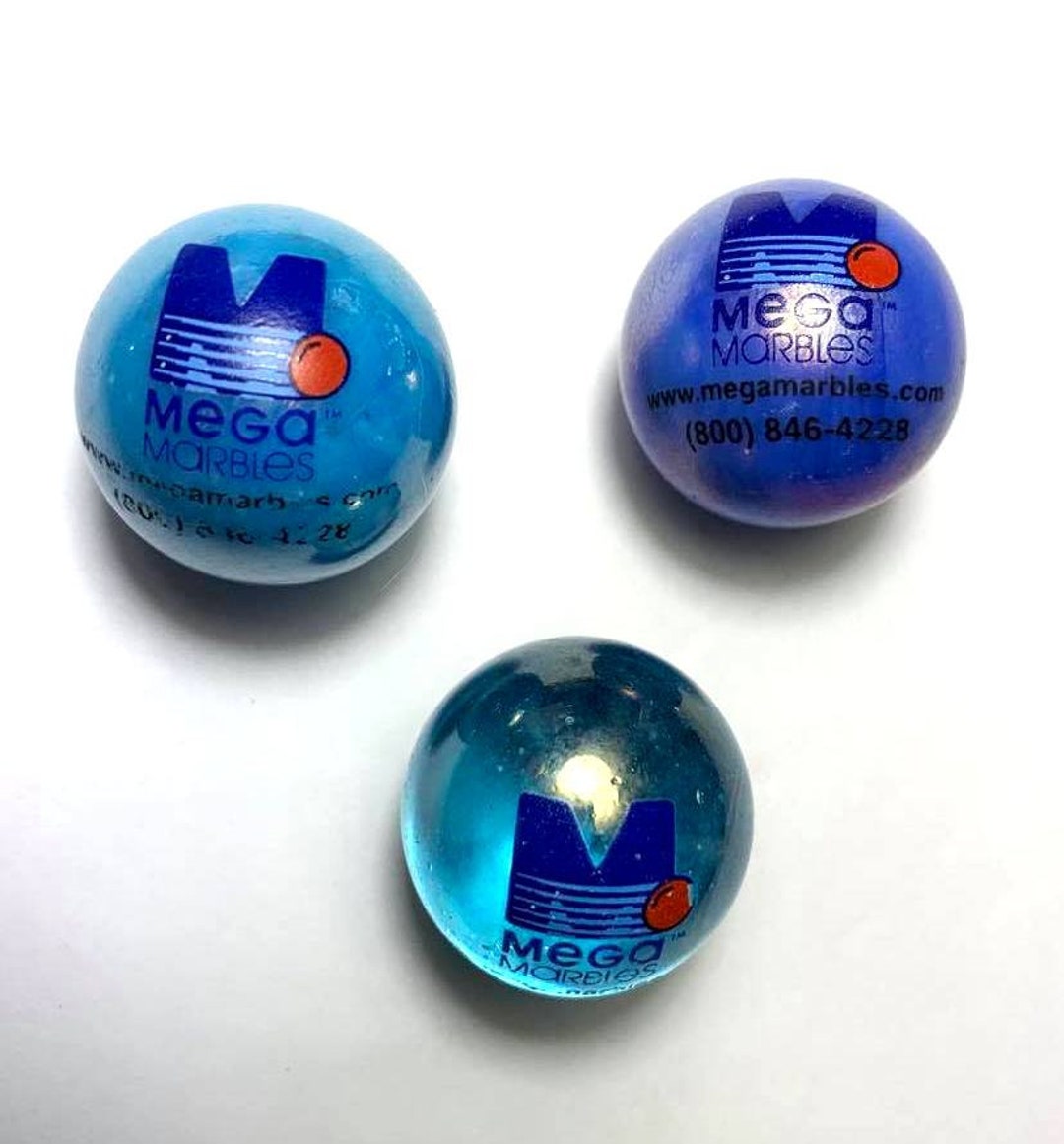 Mega Logo Marble 25mm (1") Iridescent Blue Promotional Shooters Set of ...