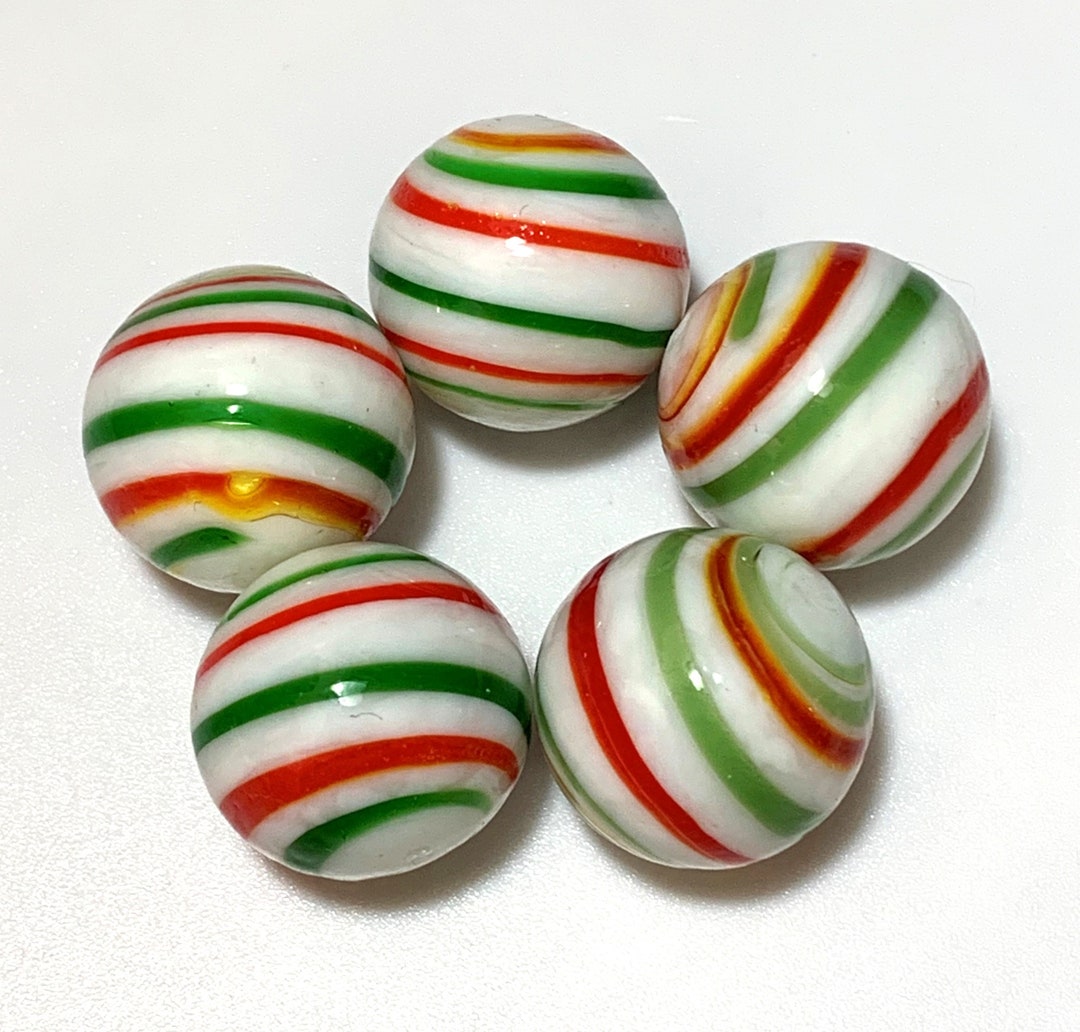 22mm Stripes White, Red, and Green (7/8 Inch) Handmade Art Glass ...