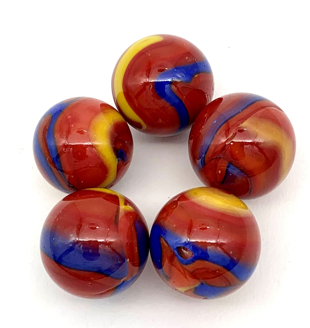 NEW for 2023! Pk of 5 Scarlet Macaw 16mm 5/8" Glass Mega Marbles ...