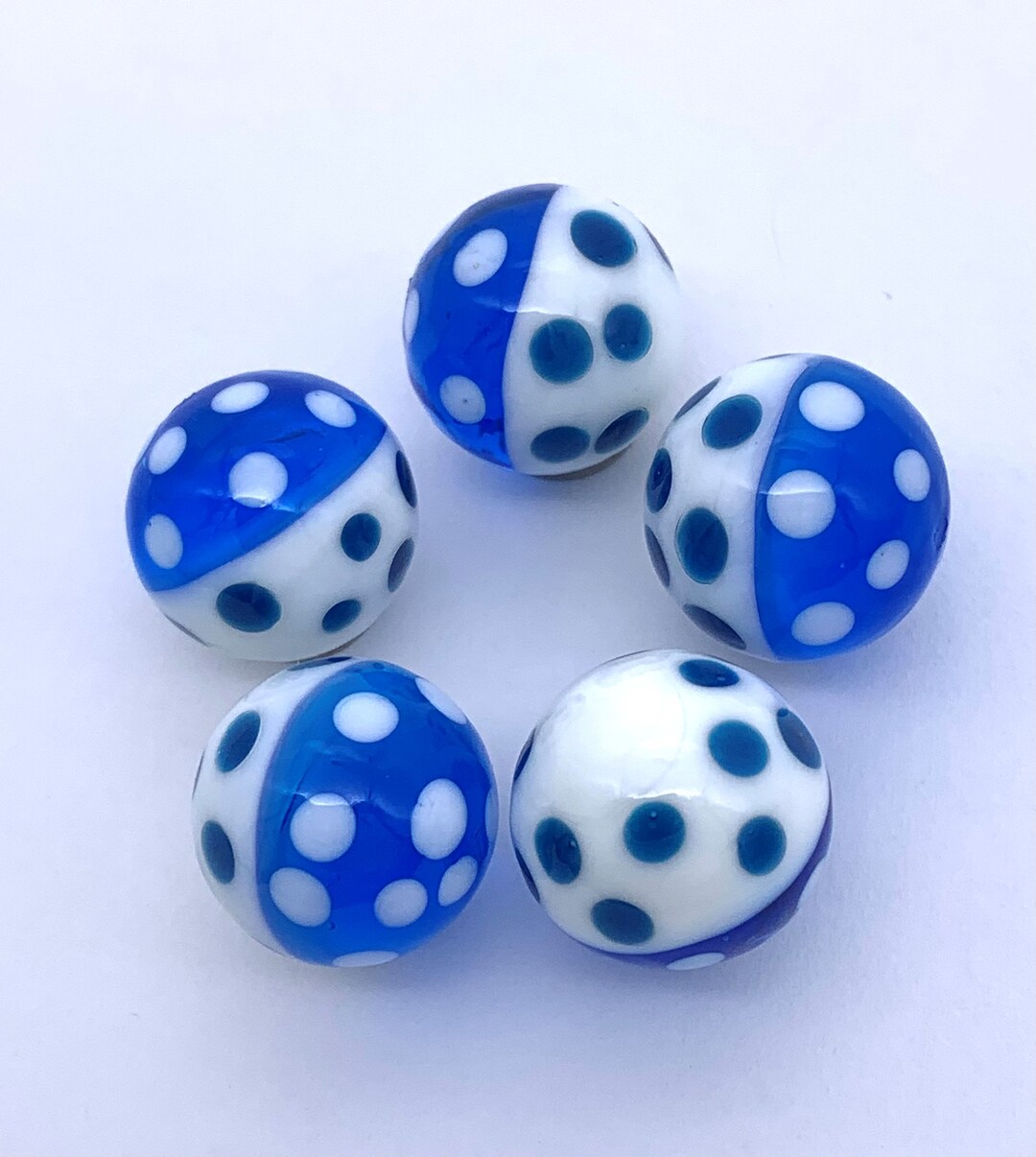 New for 2023! Light Blue Splotch 16mm Handmade Art Glass Player Marbles ...