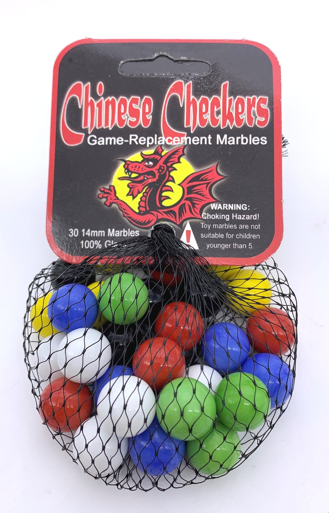 30 Chinese Checker Marbles in Net Bag 14mm Replacement Opal Glass Mega ...