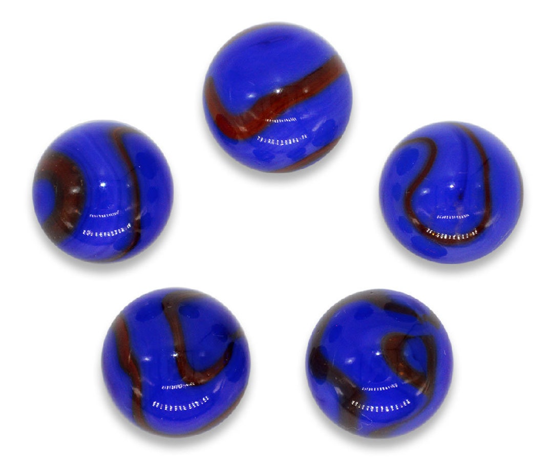16mm Volcano Marble Glass Players (5/8") Pack of 5 Blue With Red-orange ...