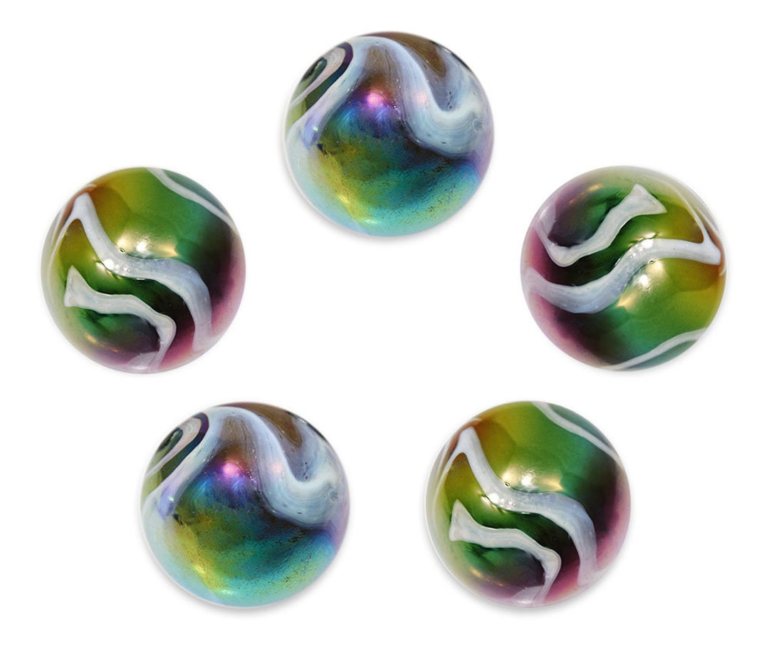 16mm Milky Way Players Pk of 5 Iridescent Metallic Glass Mega Marbles ...