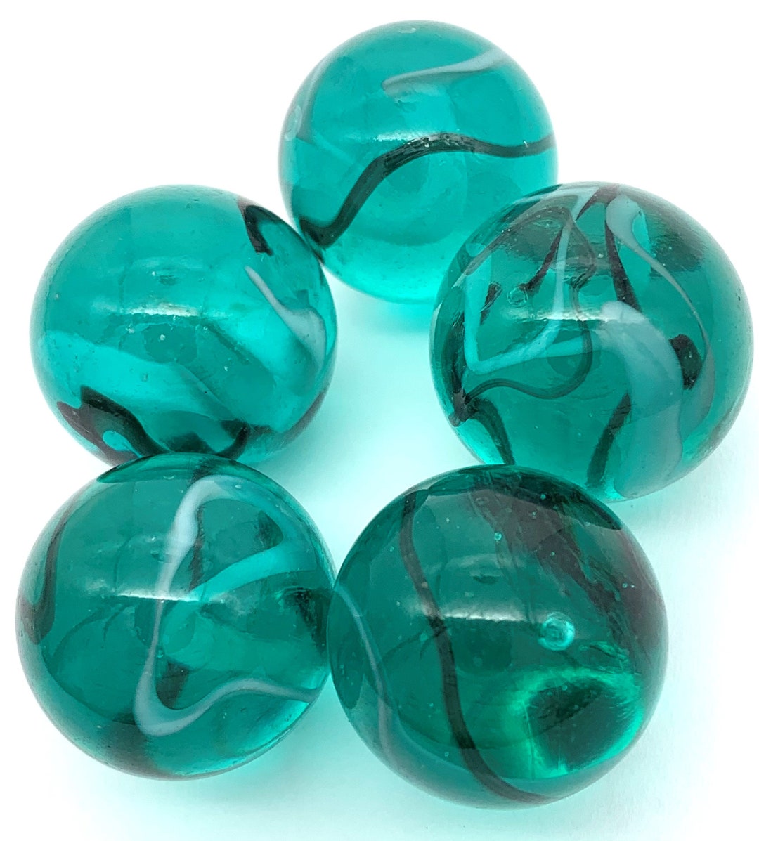 25mm Wicked Owl 1" Mega Marbles Glass Shooters Pk 5 Transparent Teal W ...