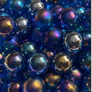 Bulk Pack 50 "iridescent Lustered Blue" 22mm Glass Marbles (7/8 ...