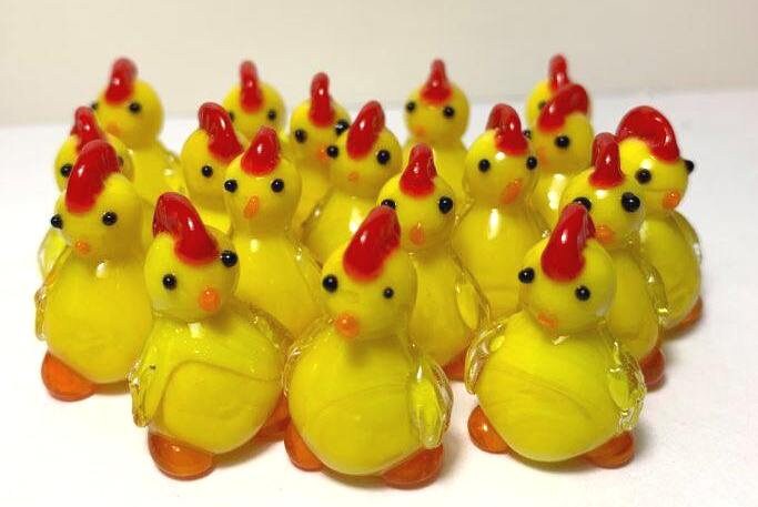 Mini chick Glass Figurines Pk 5 or 16 Miniature - Etsy