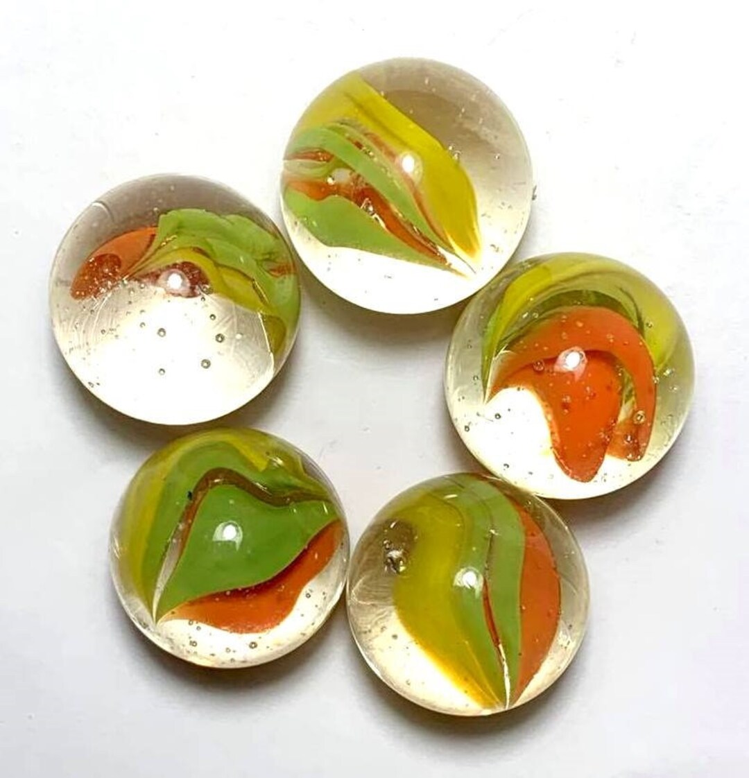 25mm Cat's Eye (1 Inch) Three Color Vanes Glass Marble Shooters Orange ...