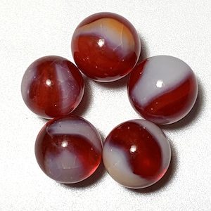 16mm Redbird Glass Player Marbles Pack of 5 Transparent Red W Opaque ...