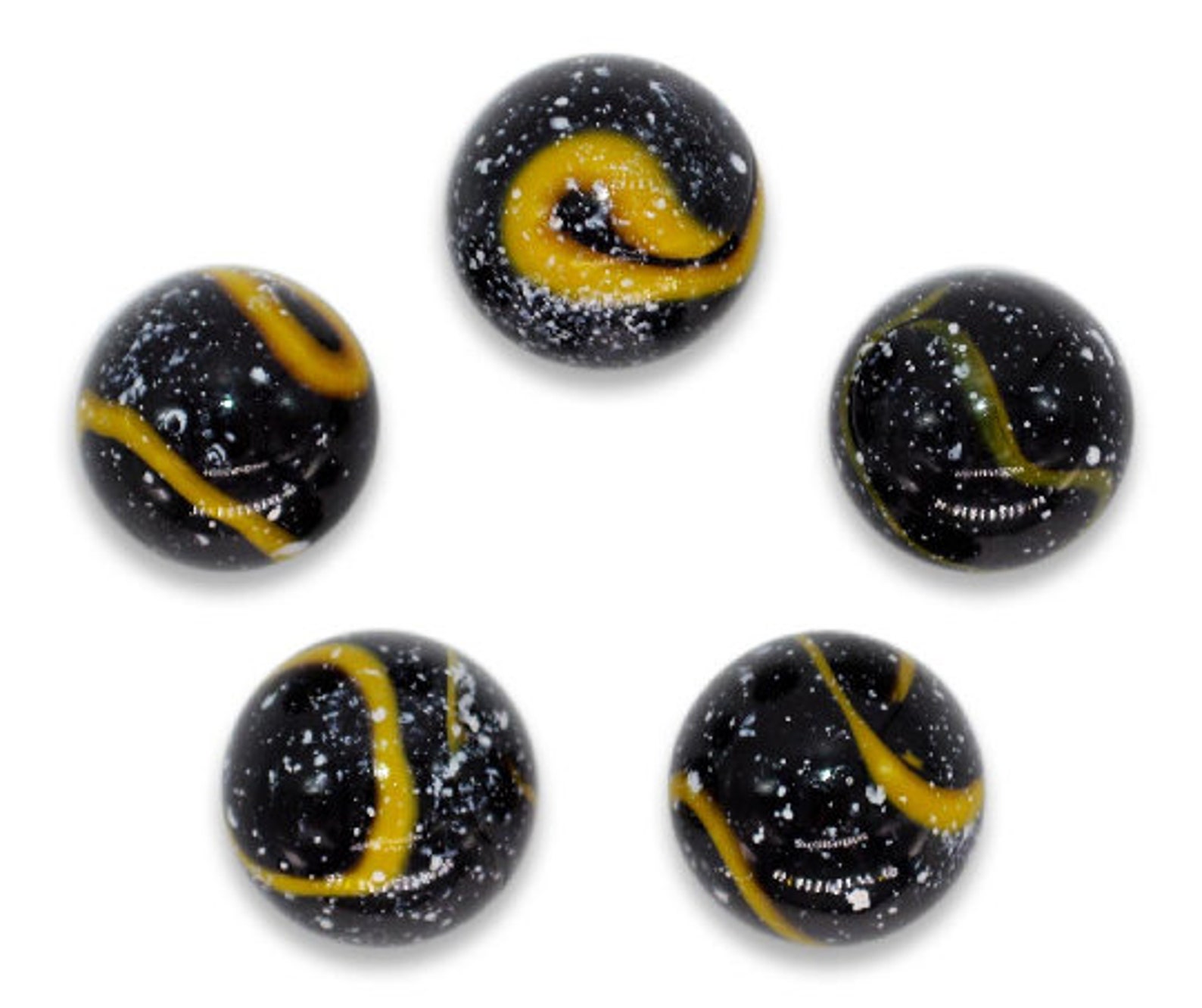 16mm Shooting Star Galaxy Glass Player Marbles Pack of 5 Opaque Black ...