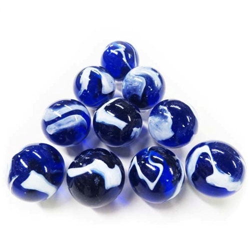 16mm Neptune Glass Marble Players Pack of 5 Translucent Deep Blue W ...