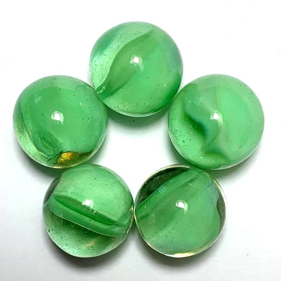 16mm Green Cat's Eye (5/8 Inch) Single Color Vanes Glass Marble Players ...