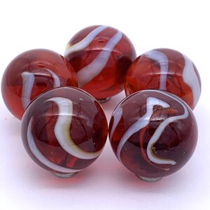 25mm Rooster 1" Mega Marbles Glass Shooters Pk 5 Transparent Red With ...