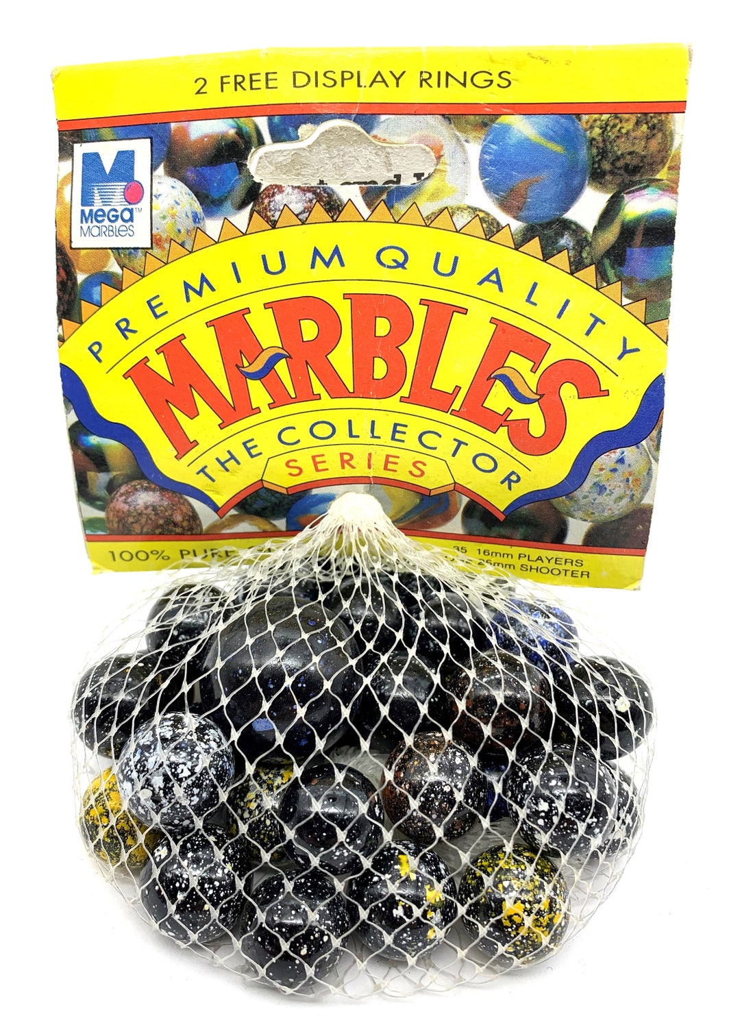 Net Bag 36 Galaxies Collector Series Glass Mega Marbles Yellow Label ...