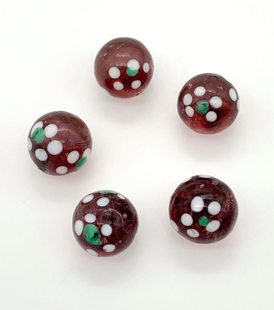 5pk 16mm Plumette Art Glass Player Marbles / Recycled Glass Plum Purple ...