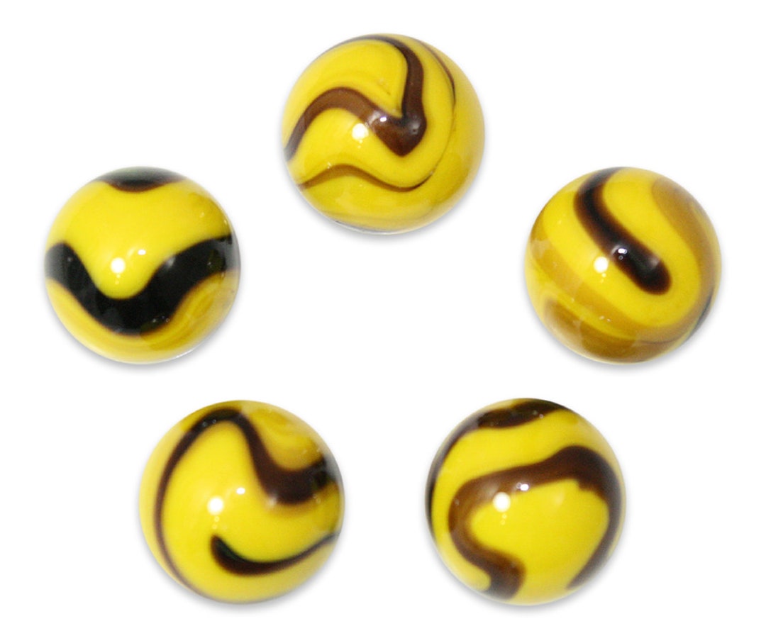 25mm (1 Inch) "bumblebee" Marble Shooters - Pack of 5 W/stands Yellow ...