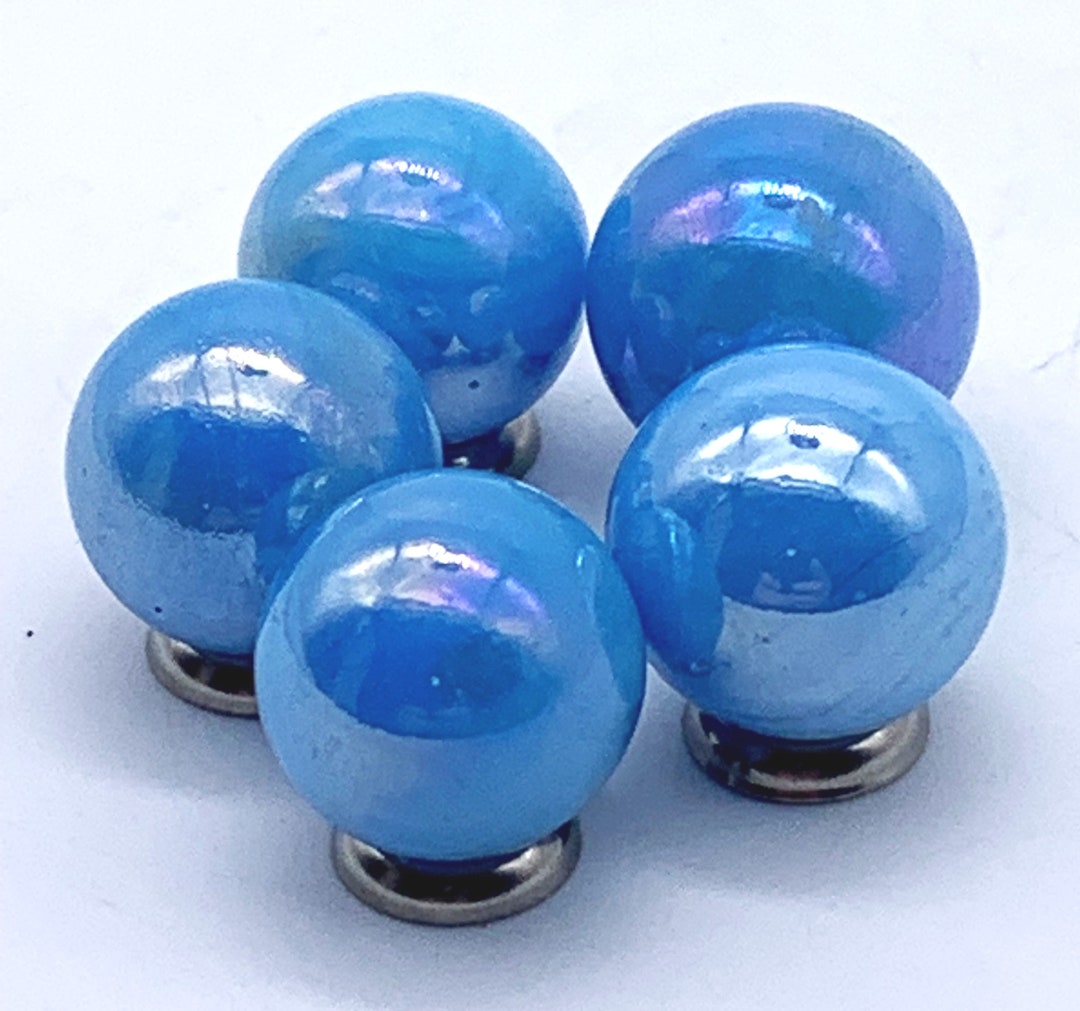 14mm "sky Blue" Pk 5 Board Game Glass Mini Mega Marbles (.55") Light ...