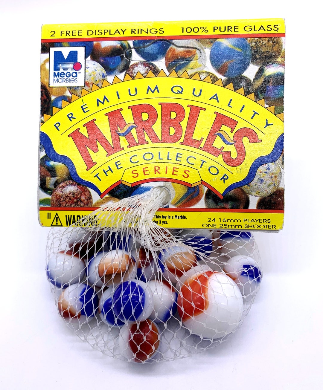 Patriots Collector Series Net Bag Yellow Label 25 Vintage Glass Marbles ...