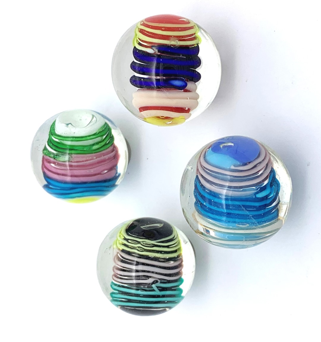Curlicue - 22mm Handmade Art Glass Marbles W Stands - Choice of Singles ...