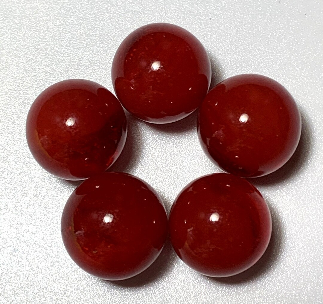 16mm Rouge Glass Player Marbles Pack of 5 Transparent Bright Red Base ...