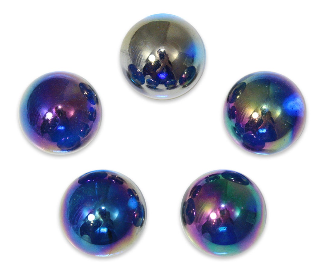 22mm "iridescent Lustered Blue" Glass Marbles (7/8") Shooters - Pack of ...