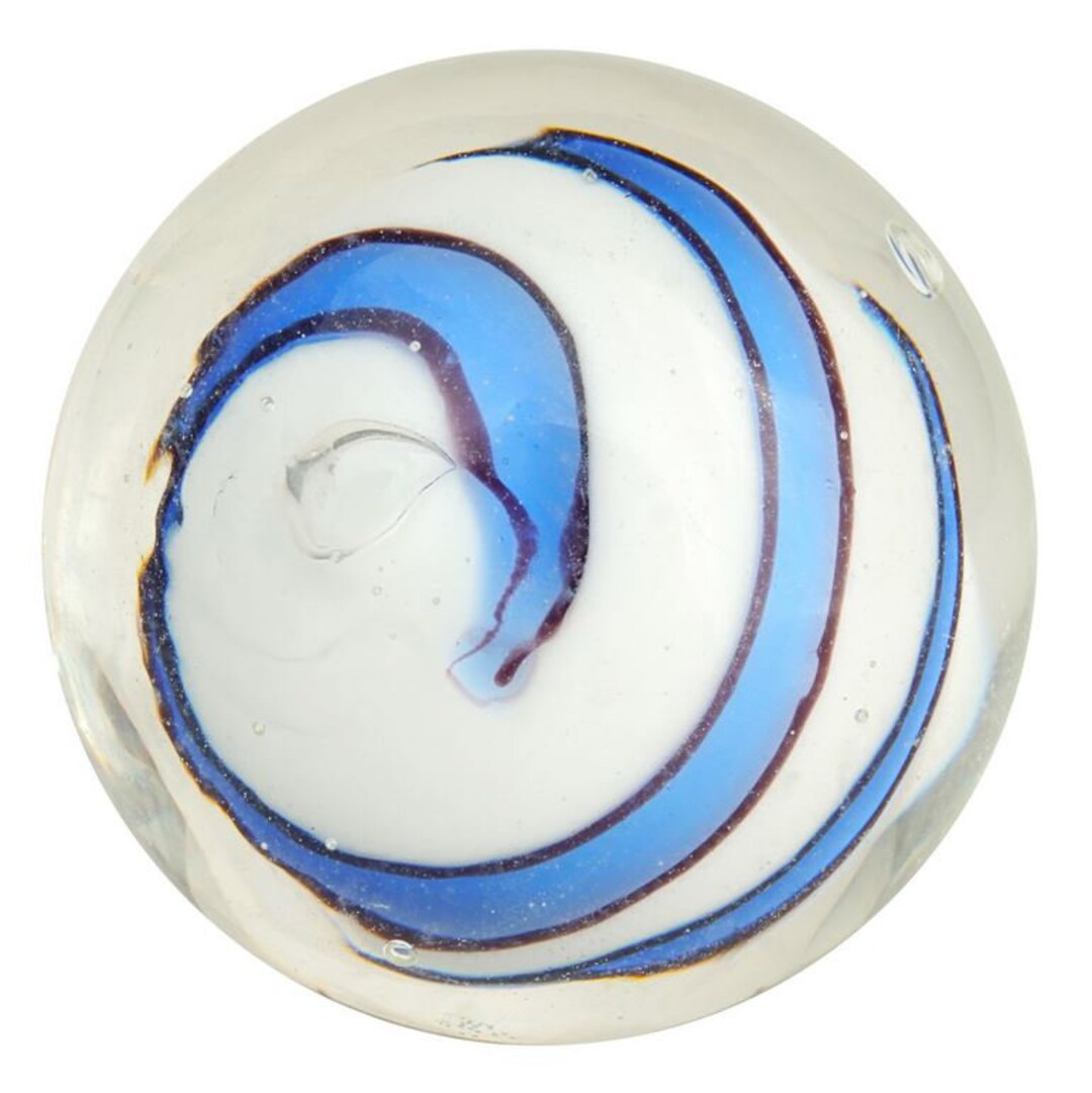 25mm Bumble Bubble White W Periwinkle Blue & Black Swirls Handmade Art ...