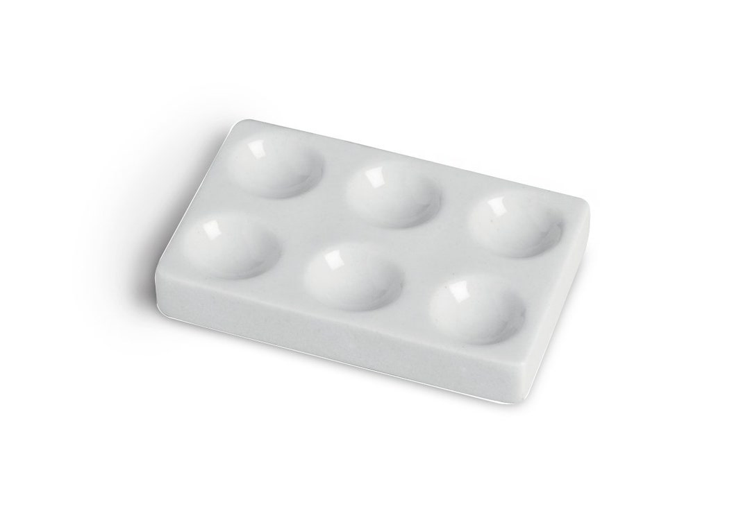 White Spot Plate Porcelain for Marble Display and Crafts: 6 Depressions ...