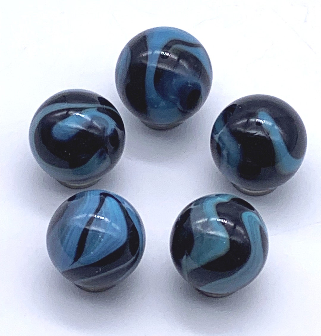 16mm (5/8th Inch) Samurai Glass Mega Marbles Players Pack of 5 Black ...