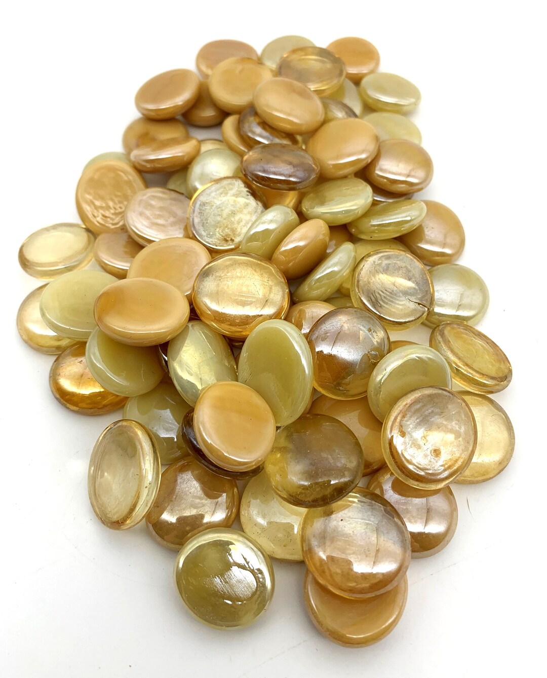 Ivory Elegance Round Iridescent Flat Glass Gems 3/4" Net Bags Ivory ...