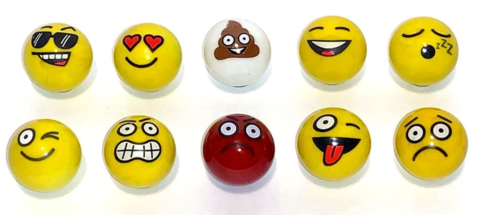 Glass Shooter Moody Marbles 25mm Set of 10 - Emoji Faces - Etsy