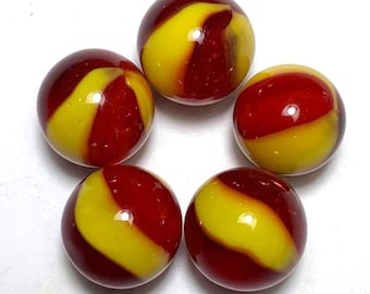 16mm Rouge Glass Player Marbles Pack of 5 Transparent Bright Red Base ...
