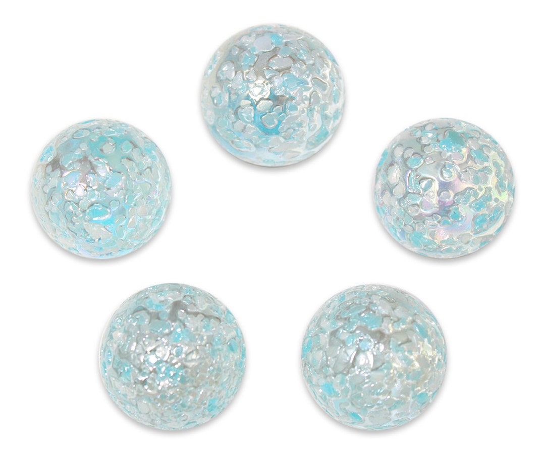 14mm "snowflake" Marble Glass Player Marble Pack of 5 Clear Base With ...