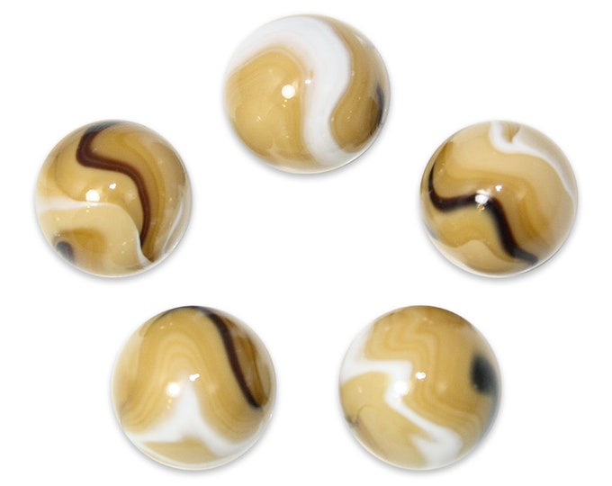16mm Bald Eagle Mocha Glass Marble Players 5/8th Pack of 5 Creamy Brown ...