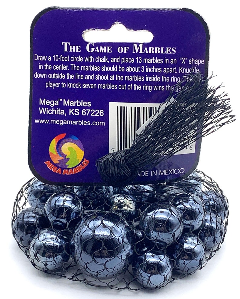 Net Bag of 25 "steely Torpedo" Glass Mega Marbles Shiny Black ...
