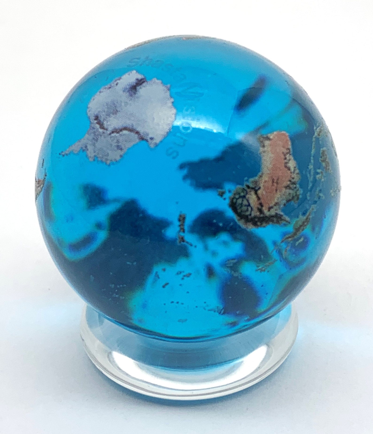 Aqua Crystal Earth Sphere Marble & Stand - 35mm W/ Natural Earth ...