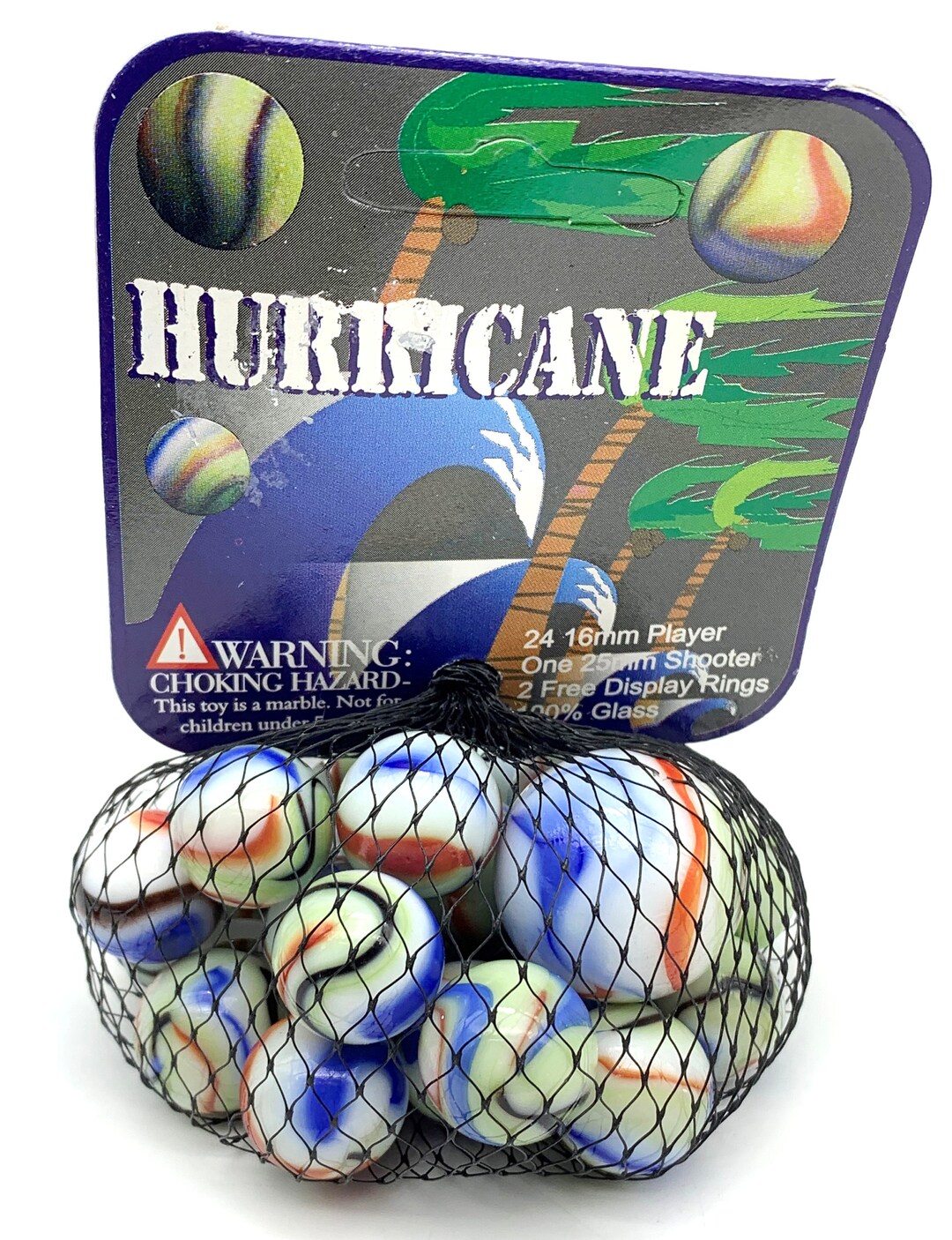 Net Bag 25 "hurricane" Glass Mega Marbles by Vacor 24 Players 1 Shooter ...