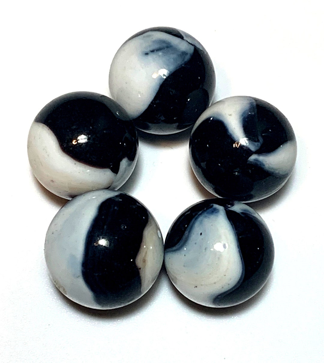Pk of 5 16mm Orca Early Editionglass Player Mega Marbles Opaque Black ...