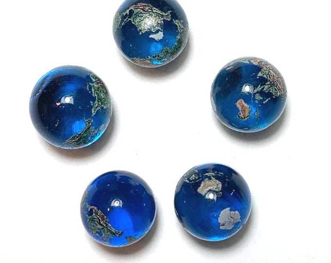 14mm Natural Earth Blue Glass Marbles Hand Applied Artglass Choice: Pk ...