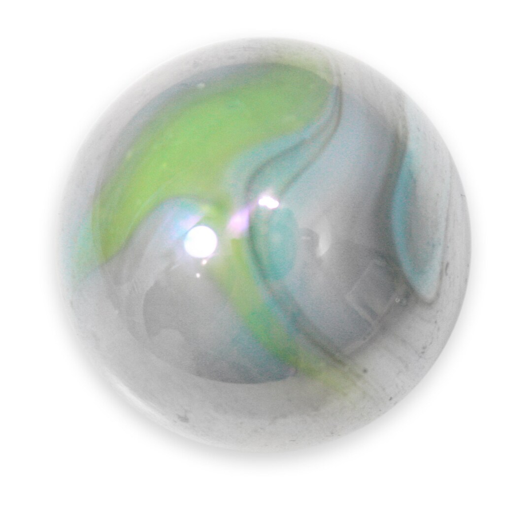 Massive 42mm Thunderbolt 1.65" Glass Marble Reflective Silver / Gray W ...