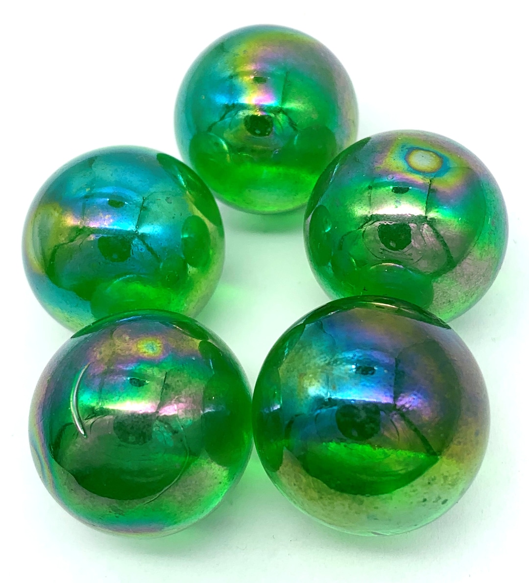 25mm "oily DC Green" Glass Shooter Diamond Crystal Mega Marbles (1") Pk ...