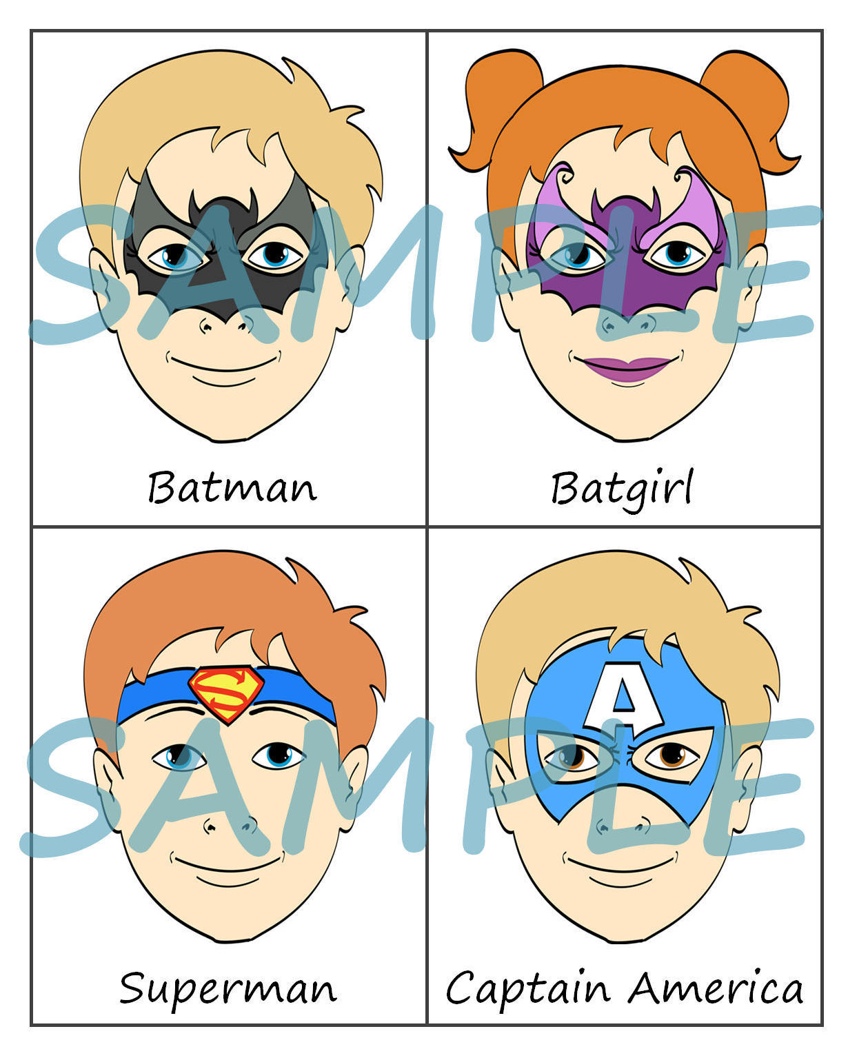 Face Paint Menu Printable Cartoon Kids Choice Face Painting - Pack of ...