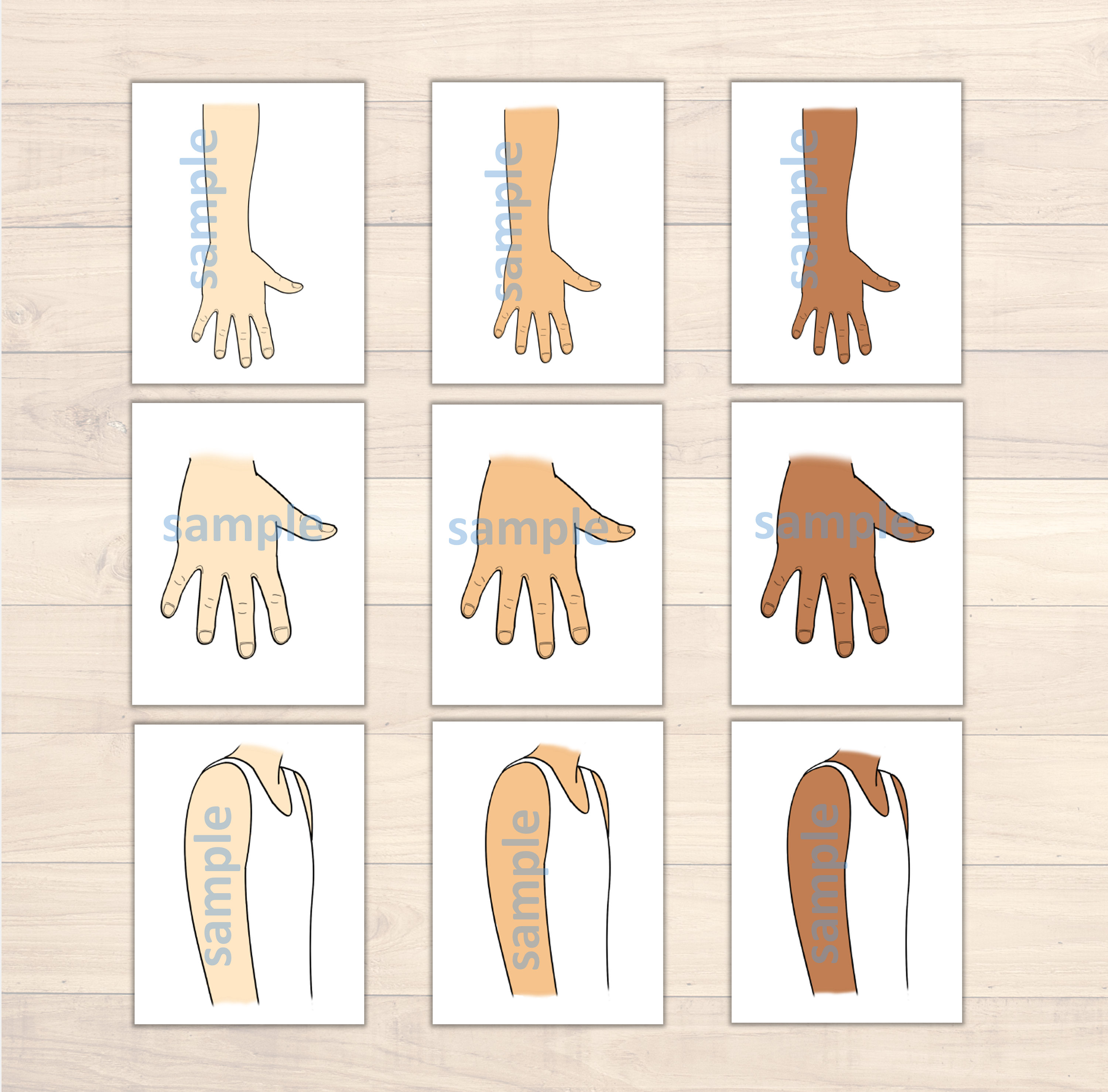 Face Paint Blank Arm Templates - Pack of 9 Arm Template Printable ...