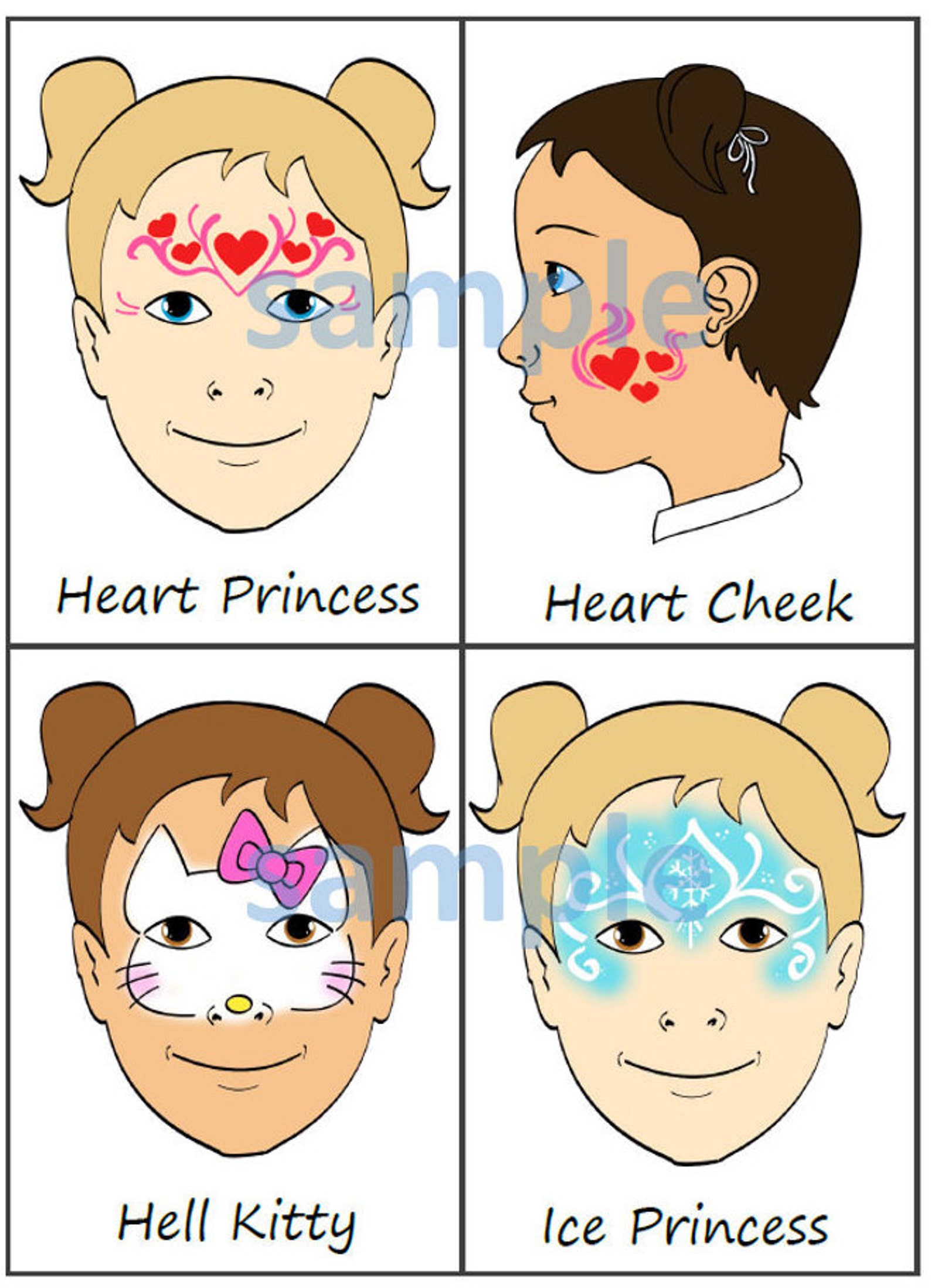 Face Painting Menu Board Girly Choice Kids Paint - Pack of 16 Girl Face ...