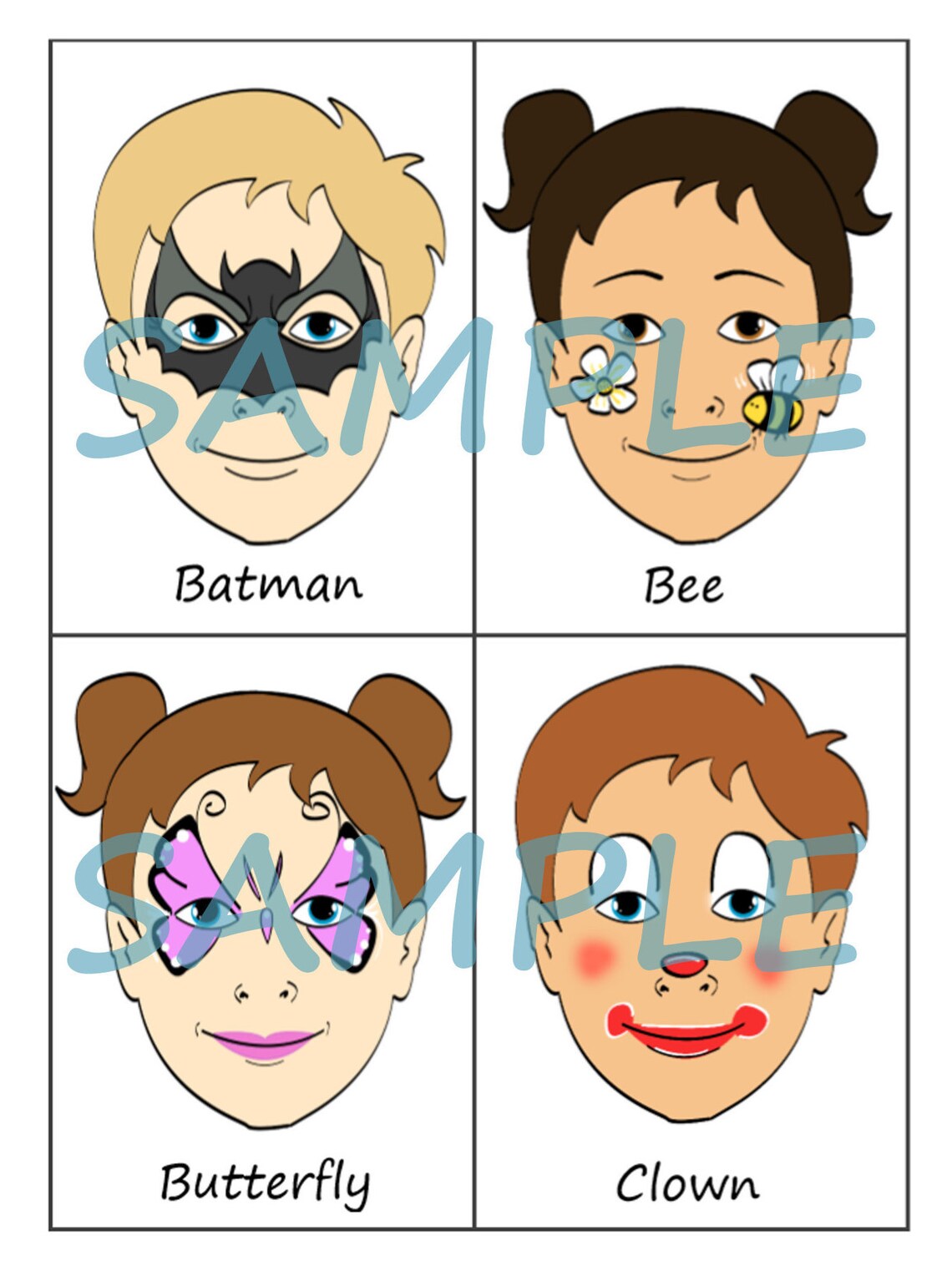 Face Painting Menu Board Easy Choice Kids Paint Pack of 16 - Etsy