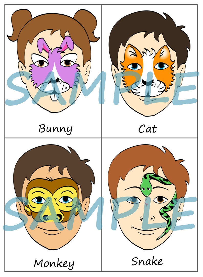 Face Paint Menu Printable Choice Face Painting Designs - Pack of 16 ...