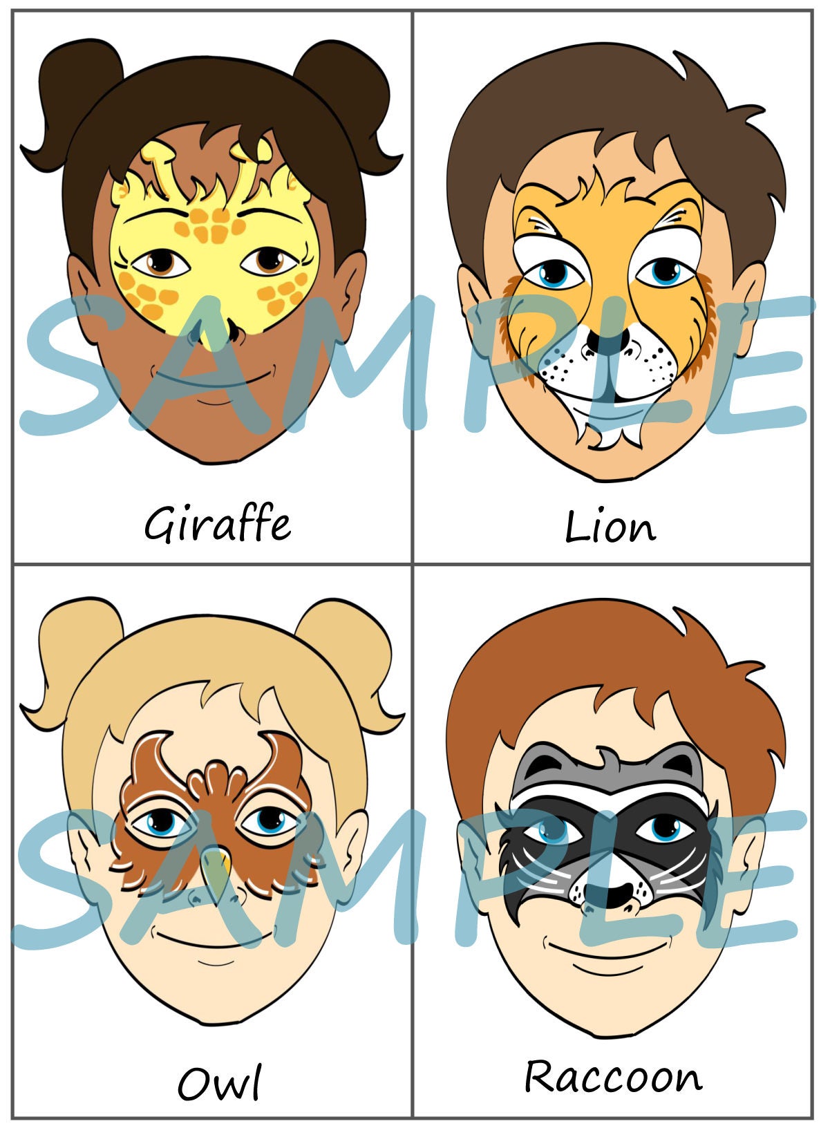 Face Paint Menu Printable Choice Face Painting Designs - Pack of 16 ...