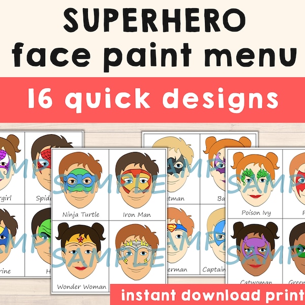 Simple Face Paint Menu - Etsy