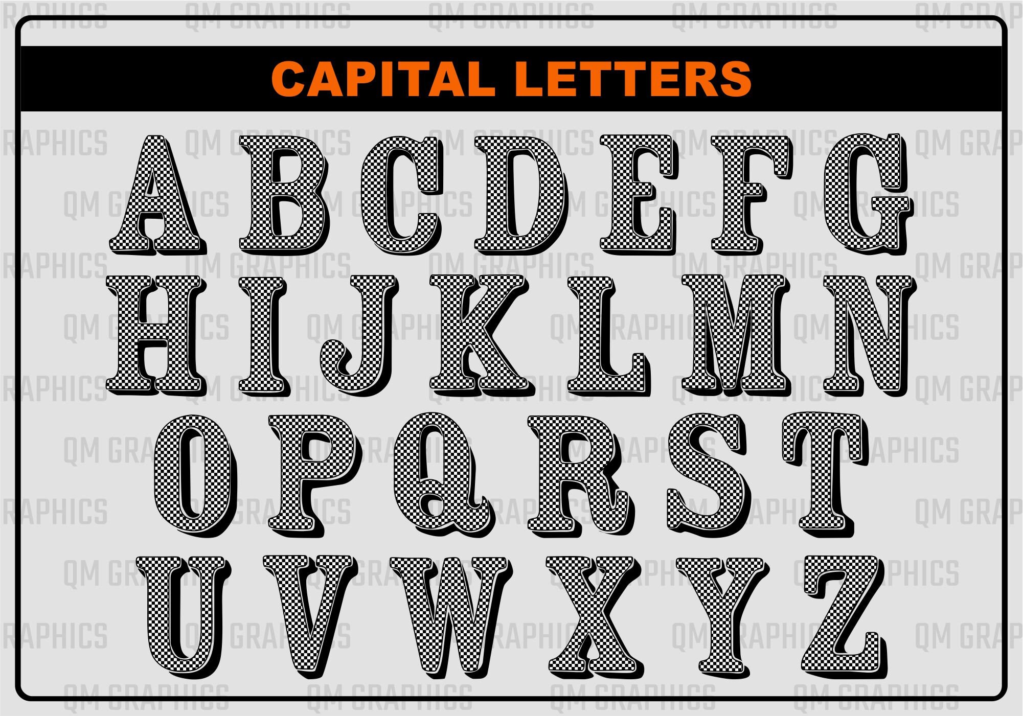 Checkered A-Z Monogram Alphabet and Numbers SVG Bundle, Checkered Svg ...