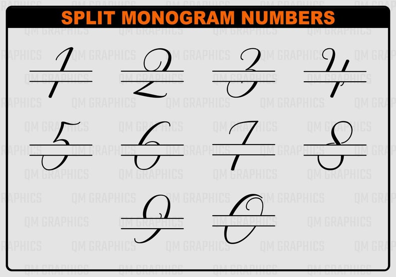 36 Split Monogram Alphabet & Numbers SVG EPS DXF Png Split - Etsy